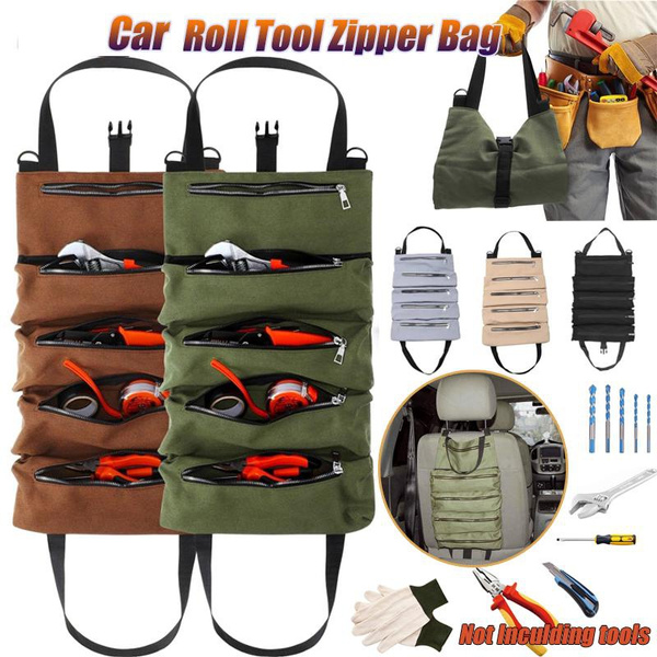 Upgraded Car Roll Tool Up Bags Multi-Functional Canvas Tool Organizer ...