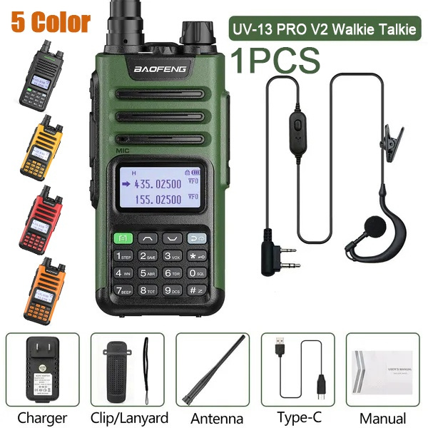 1PCS BAOFENG UV13 Pro 10W Dual Band High Power CB Radio Type-C Charger ...