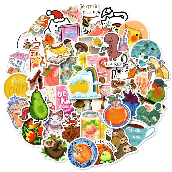 50pcs Cute Cartoon Kids Stickers Vinyl Waterproof Animal Graffiti For ...
