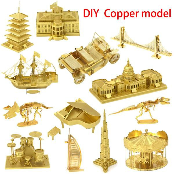 Brass Metal Assembly Model DIY Puzzle Gold Brass Aircraft Tank Ship ...