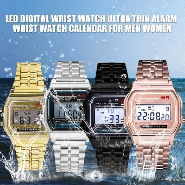 LED Digital Wrist Watch Ultra Thin Alarm Wrist Watch Calendar for Men ...
