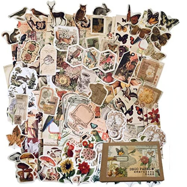 Vintage Stickers for Journaling Aesthetic - 200pcs Nature Ephemera Junk ...