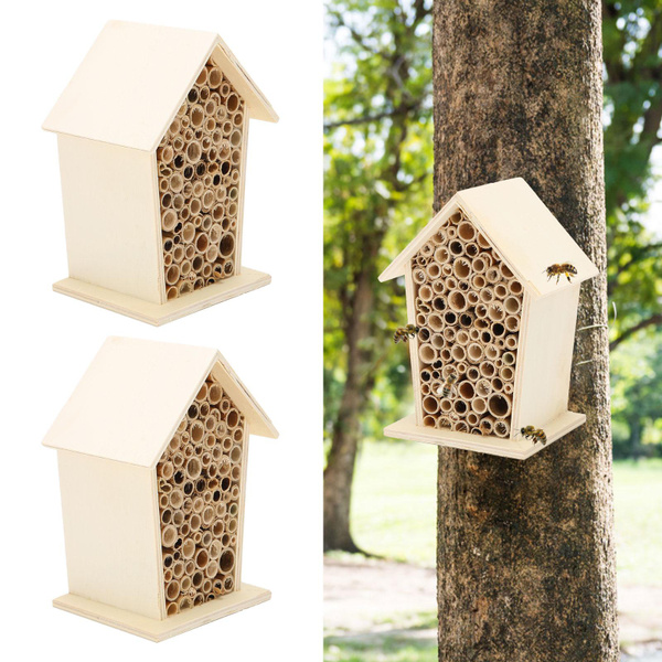2PCS Wooden Bee House Wood Bee Room Hotel Shelter Nests Box | Wish