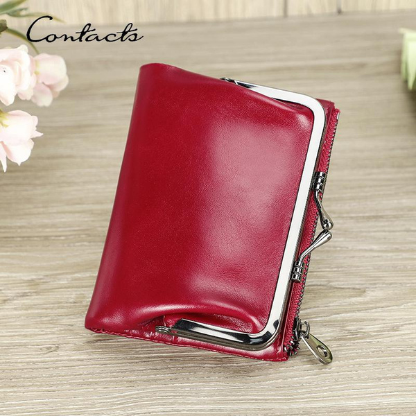 CONTACT'S Genuine Leather Wallets for Women Short Bifold Fashion Women ...