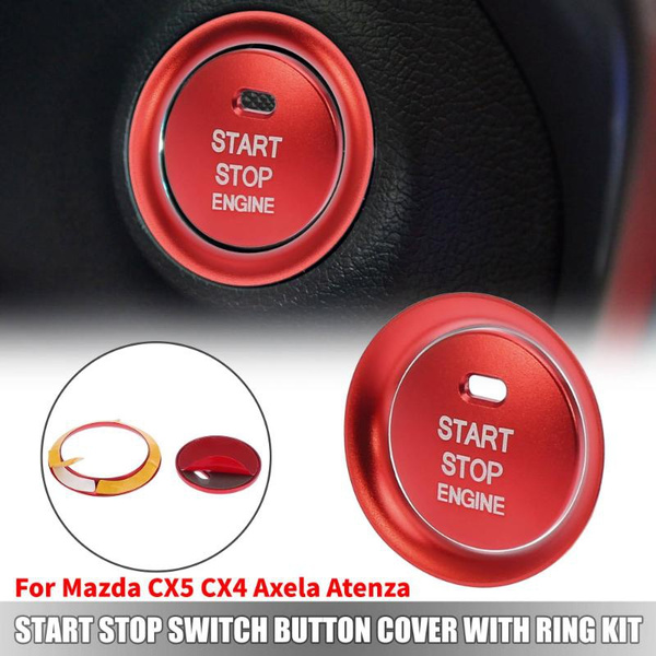 Car Start Stop Switch Button Cover with Ring Kit for Mazda CX5 CX4 ...