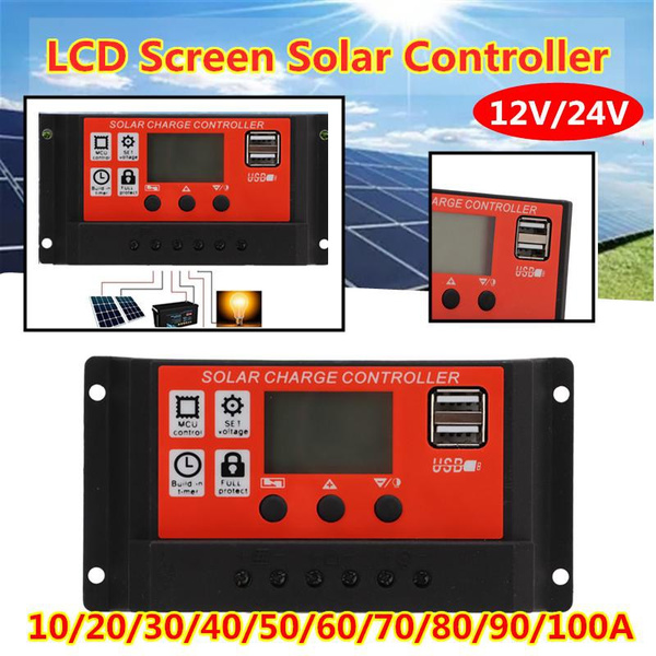 PWM Auto Solar Charge Controller LCD Display Dual USB Solar Panel ...