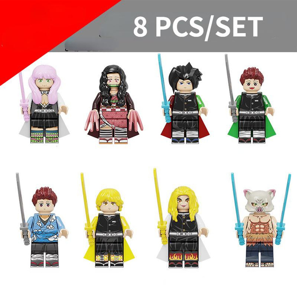 8 PCS Demon Slayer Building Blocks Anime Tanjirou Bricks Mini Action ...