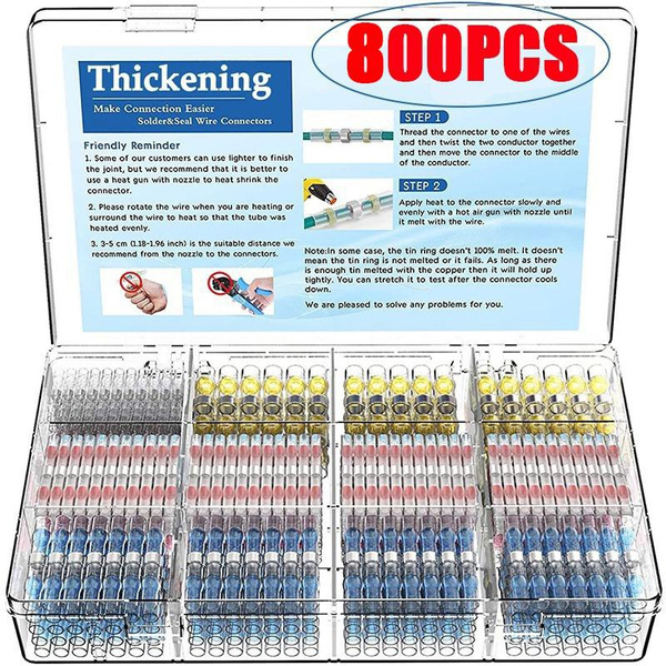 50/100/250/300/350/400/500/600/800 PCS Solder Seal Wire Connector Kit ...