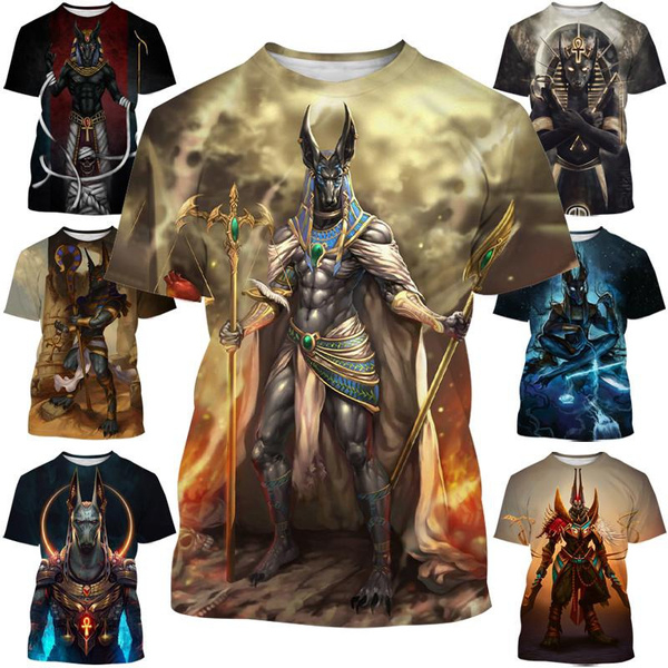 Summer Men's and Women's Fashion Anubis 3D Printed Old Anubis Wolf ...