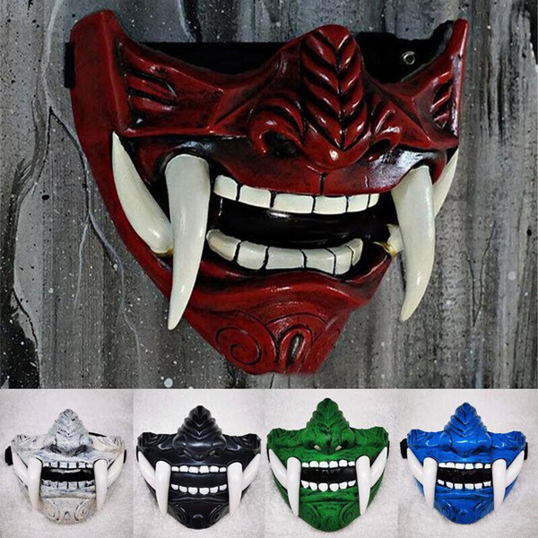 Japanese Monster Devil Hannya Mask Noh Oni Samurai Demon Half Face ...