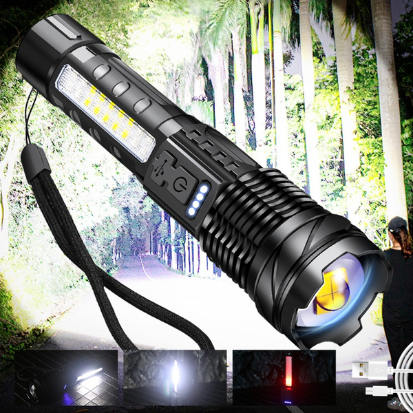 30W Strong Light Flashlight Built-in Lithium Battery USB Charging White ...