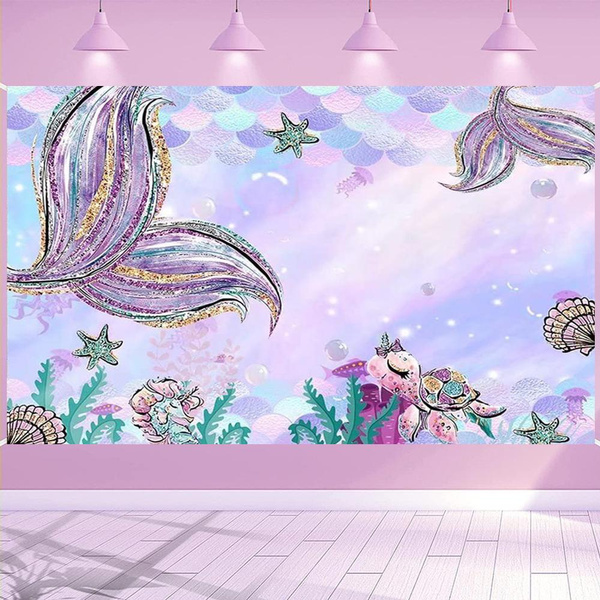 Mermaid Backdrop Banner Under The Sea Mermaid Birthday Party ...