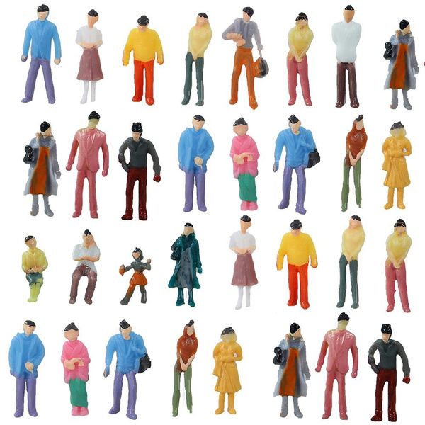 100Pcs 1:100/150/200 Scale Model Miniature Figures N Scale Painted ...