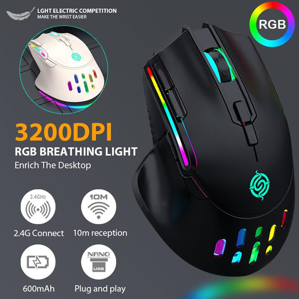 2.4G Wireless Gaming Mouse RGB Light Honeycomb Gamer Mouse Programmable ...