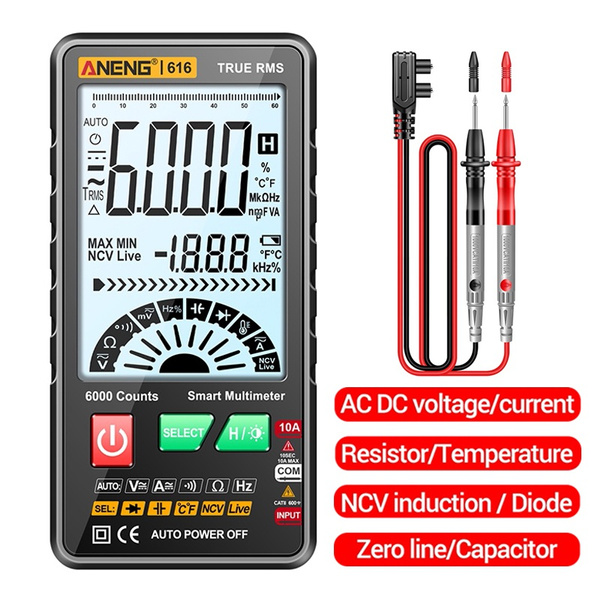 Professional LCD Display Digital Multimeter 6000 Counts AC DC Voltage ...