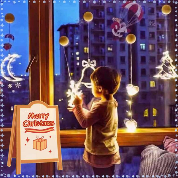 Navidad 2022 Christmas Decoration Santa Claus Elk LED Light Suction Cup ...