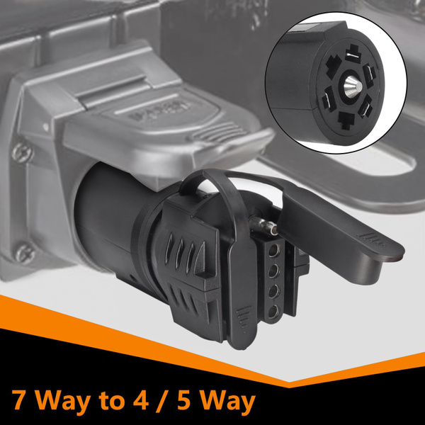 NEW 7 Way Round to 4 Pin 5 Way Flat Blade Trailer Connector Plug Wiring ...