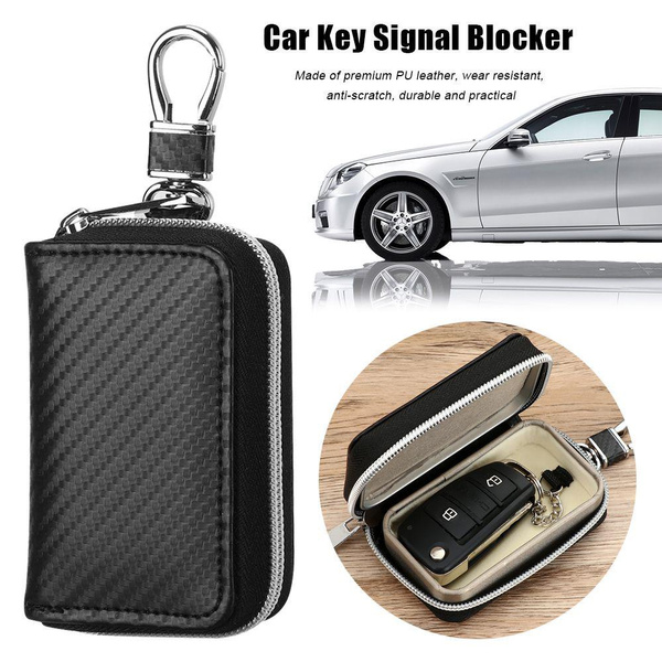 Portable Fob Pouch PU Zipper Bag Car Key Signal Shielding RFID Blocking ...