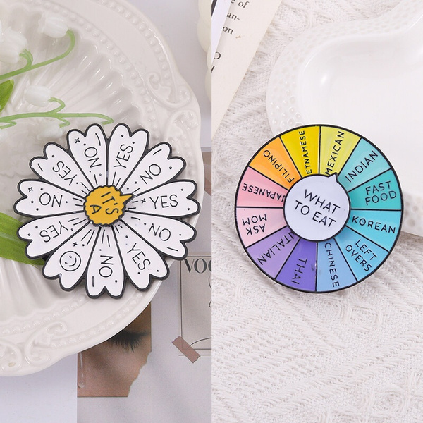 What To Eat Spinner Enamel Pins Custom Food Choice Rotatable Brooches ...