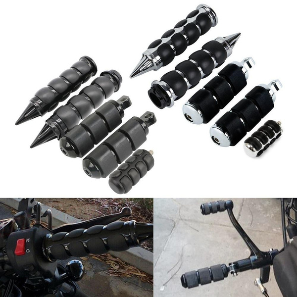 Motorcycle 25mm Anti-Slip Rubber Spike Handlebar Grips + 3/8'' Hole ...