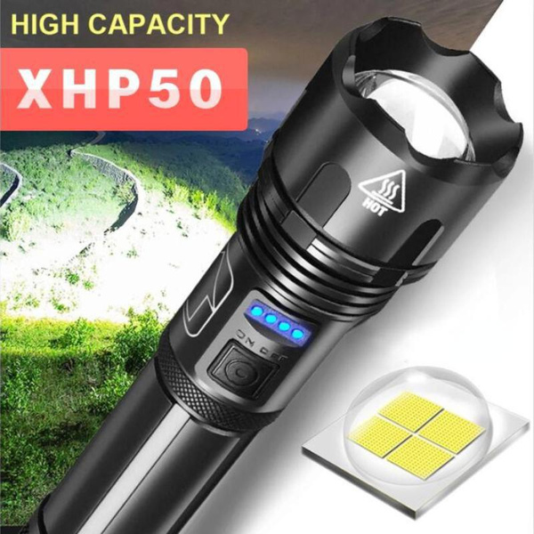 Super Bright Outdoor XHP50 LED Torch Torcia USB Rechargeable 5 Modes ...