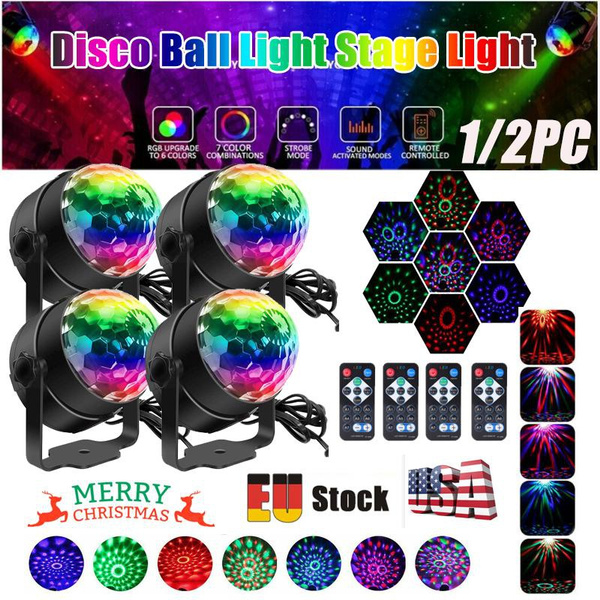 1/2PCS RGB LED Party Effect Disco Ball Light Stage Lighting with Remote ...