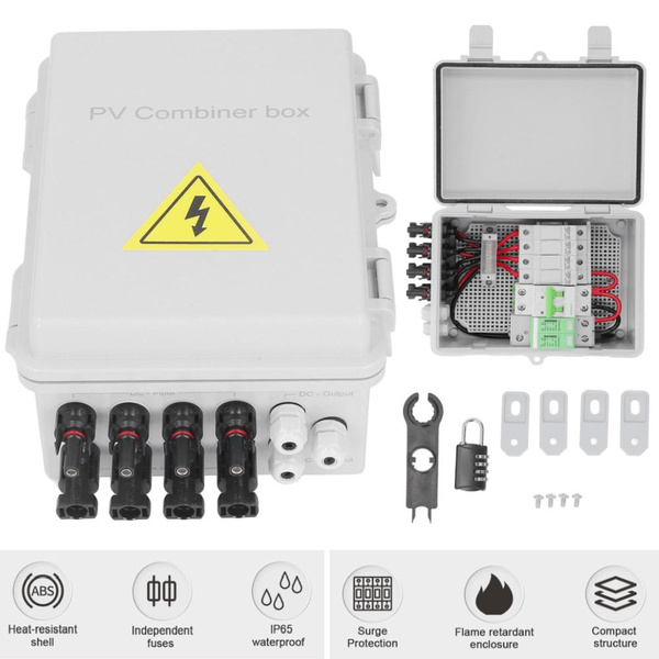 PV Combiner Box, 4 String Solar Combiner Box With Circuit Breaker LED ...