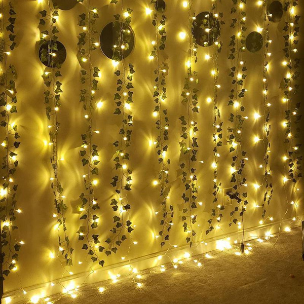 Artificial Ivy Garland Fake Plants, Ivy Leaves with LED String Lights ...