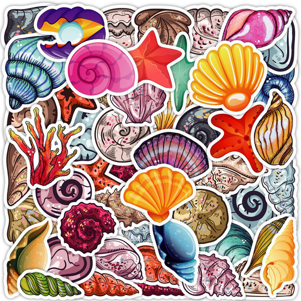 10/50pcs Ocean shell stickers starfish Graffiti Stickers for DIY ...