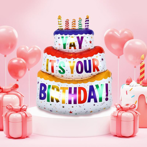 Three-layer Cake Shape Balloon Creative Birthday Balloons Event Kids ...