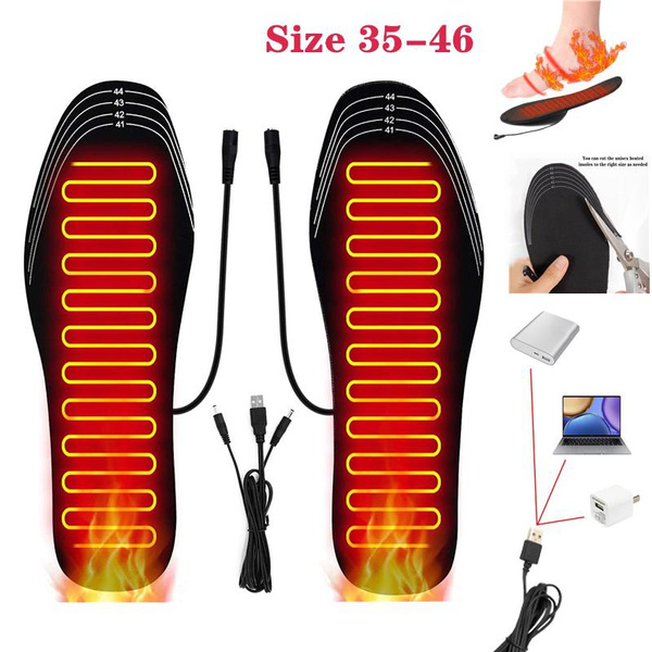 USB Heated Shoe Insoles Feet Warm Sock Pad Mat Electrically Heating ...