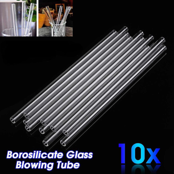 10PCS Thick Wall Borosilicate Glass Blowing Tube Set Straight Pipe Mixer Rod for School Lab ...