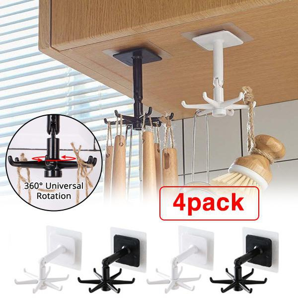 1/2/3/4 Pack 360 Rotating Folding Hook Self-Adhesive 180 Degrees ...