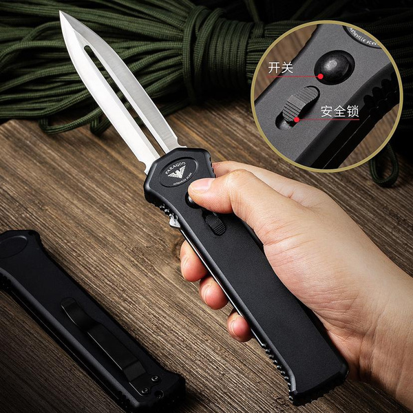 High Speed D2 Steel PARAGON Automatic Knife 60HRC Tactical DAGGER Pocket Knife Switchblade ...