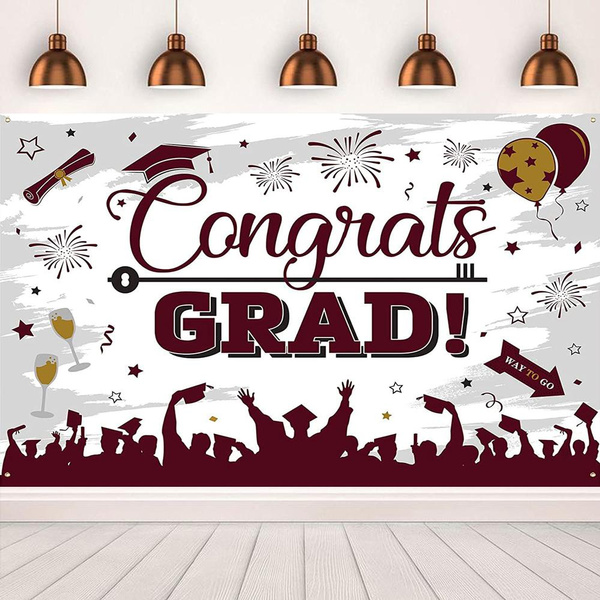 Graduation Backdrop Banner Congrats Grad Party Supplies Decorations ...