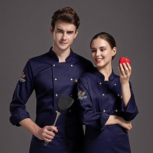 Chef Coat for Men Women Restaurant Waiter Kitchen Cook Jacket Long ...