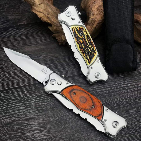 EDC Double Side Quickly Open 2 Blades Spring Open Knife Outdoor ...