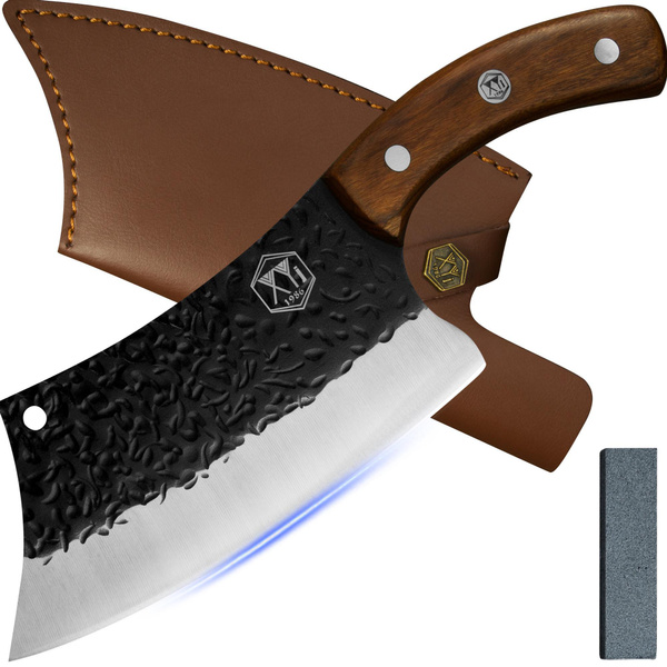 XYj 7 Inch Tactical Kitchen Knife Stainless Steel Wide Blade Cleaver ...