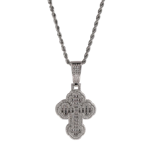 Hip Hop Jewelry Cloud Cross Pendant Sweater Necklace for Men Women Gold ...