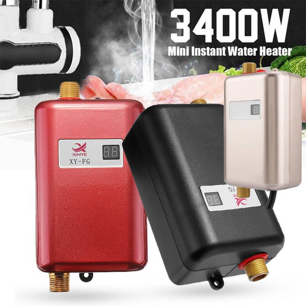 Black/Gold/Red Water Heater, 3000W Mini Electric Tankless Hot Water ...