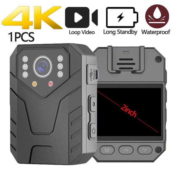4K HD Body Camera 2-inch IPS Screen Portable Body Mounted Recorder Long ...