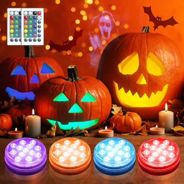 Halloween Pumpkin Lights, Pumpkin Lights 4 Pack with Remote Timers,16 ...