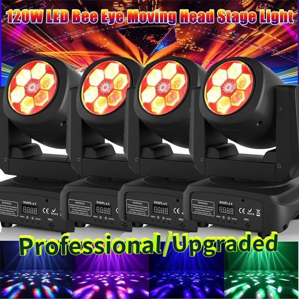 Upgraded 120W RGBW 4 in1 LED Bee Eye Laser Rotating Beam Effect Club ...