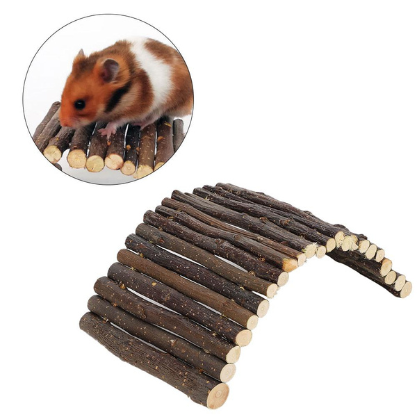 Hamster Suspension Bridge Ladder Rodents Natural Wooden Arch Bendable ...