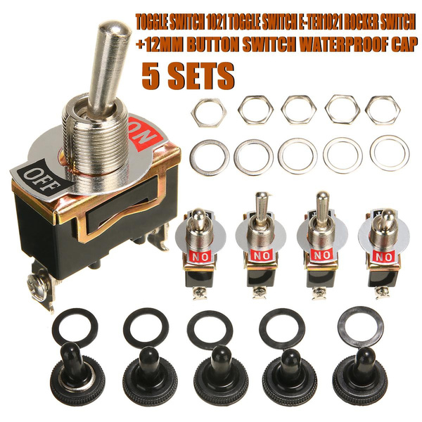 5Pcs SPST 2Pin Car Boat 15A 250V ON/OFF Rocker Toggle Switch+Waterproof ...