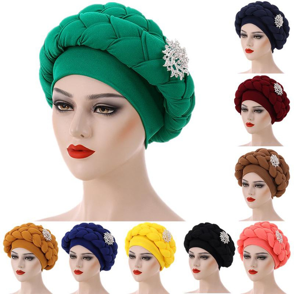 13 Colors New Women Muslim African Braid Hat Muslim Hijabs Hat Fashion ...