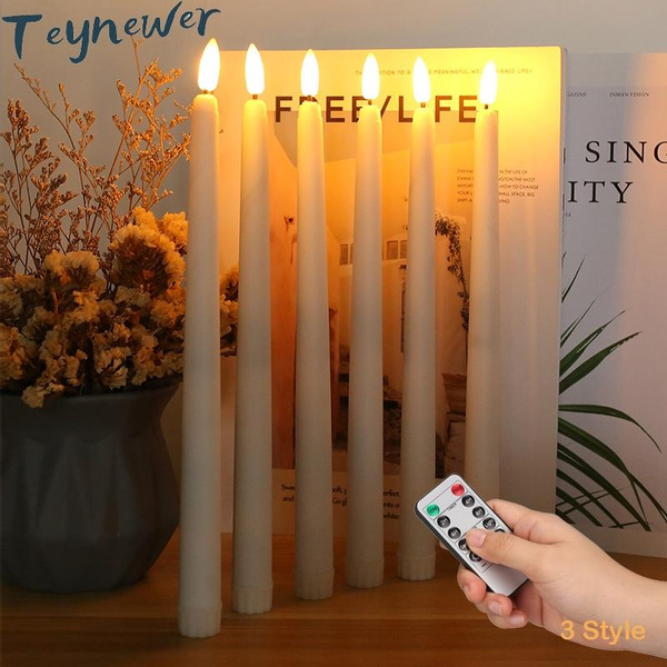 Teynewer Set of 6PCS LED Tapered Candlesticks Flameless Candles ...