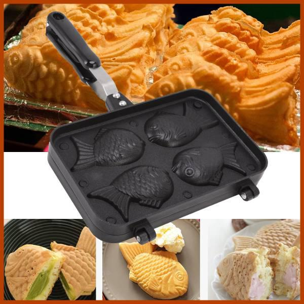 Taiyaki Fish Shape Cake Maker Non Stick Taiyaki Double Baking Pan ...