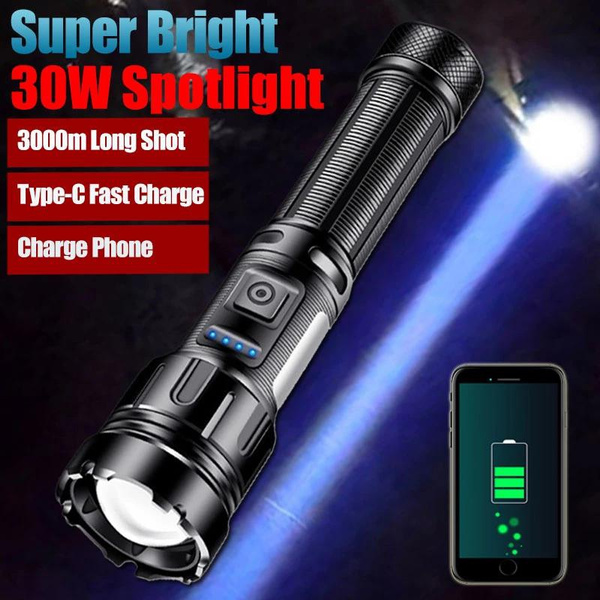 3000M White LED Flashlight Tactical Torch Outdoor Lighting Water Closet ...
