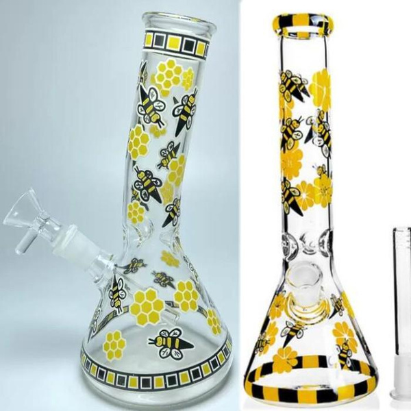 Smoking Water Pipe Hookah 8inch Glow in the dark Bee Sticker Shisha ...